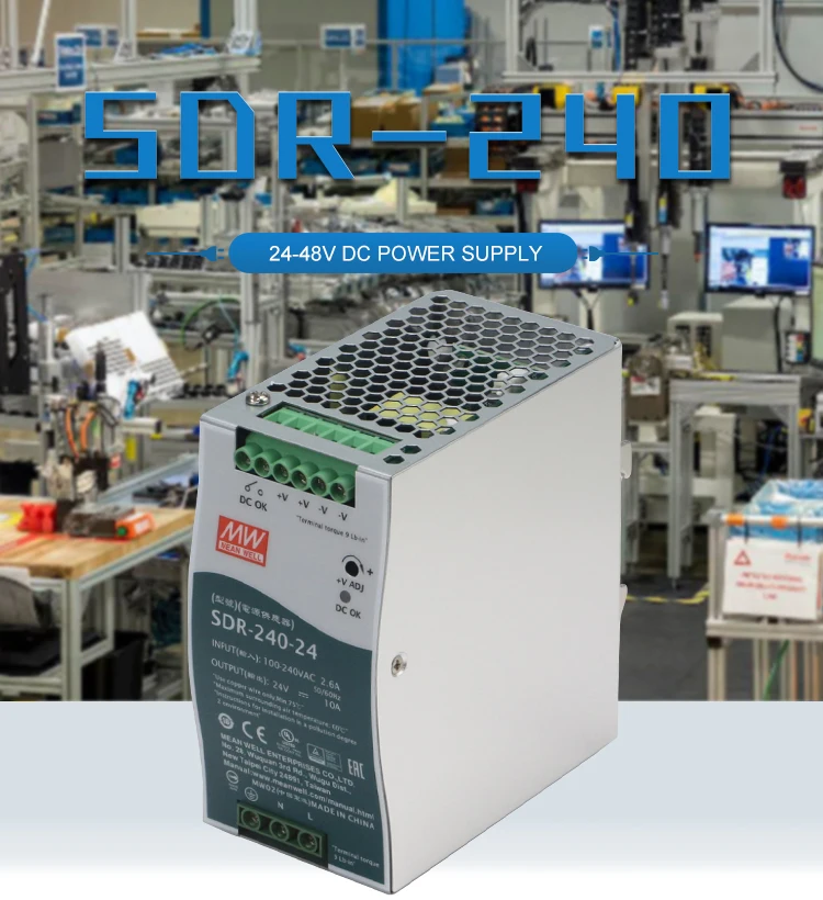 Meanwell Sdr-240-24 240w 24 Volt 10 Amp Power Supply Dc 24v 10a Switching Power Supply - Buy ...