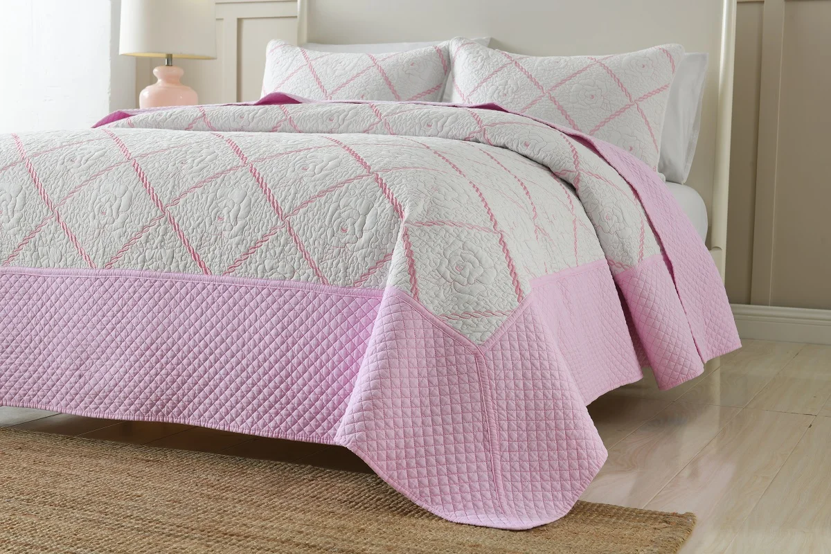 Soft Bedspread Simple Style Microfiber Cotton Quitted 3pc Bedspread ...