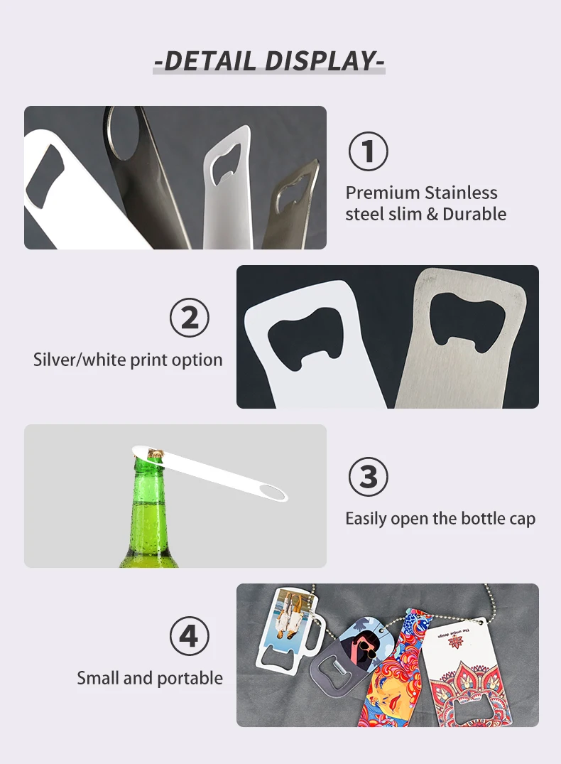 Customized Cast Iron Photo Bar Metal Sublimation Beer Bottle Opener