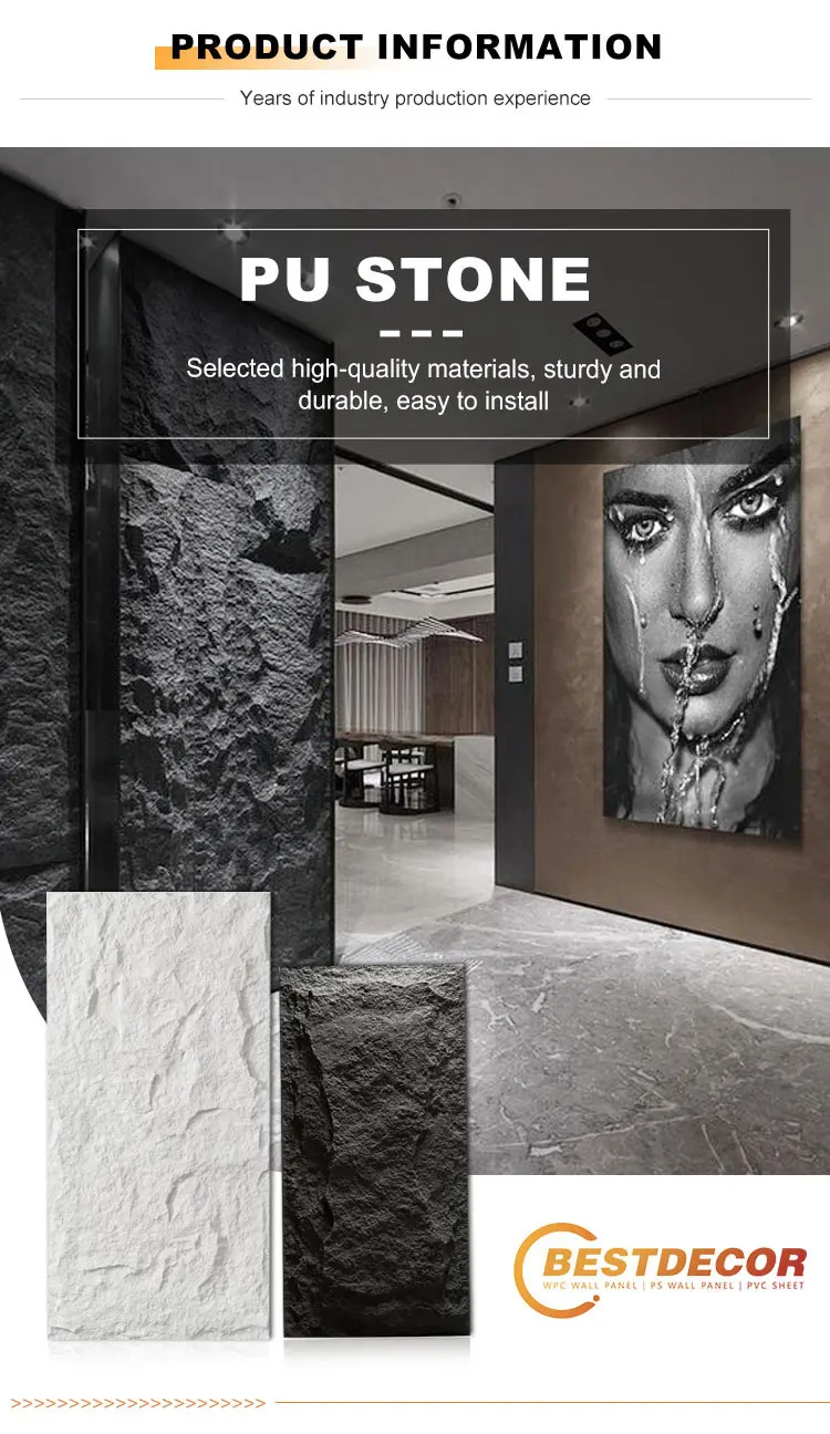 Stock Available Artificial Wall Pu Stone Panel Faux Wall Polyurethane Stone Lightweight Easy ...