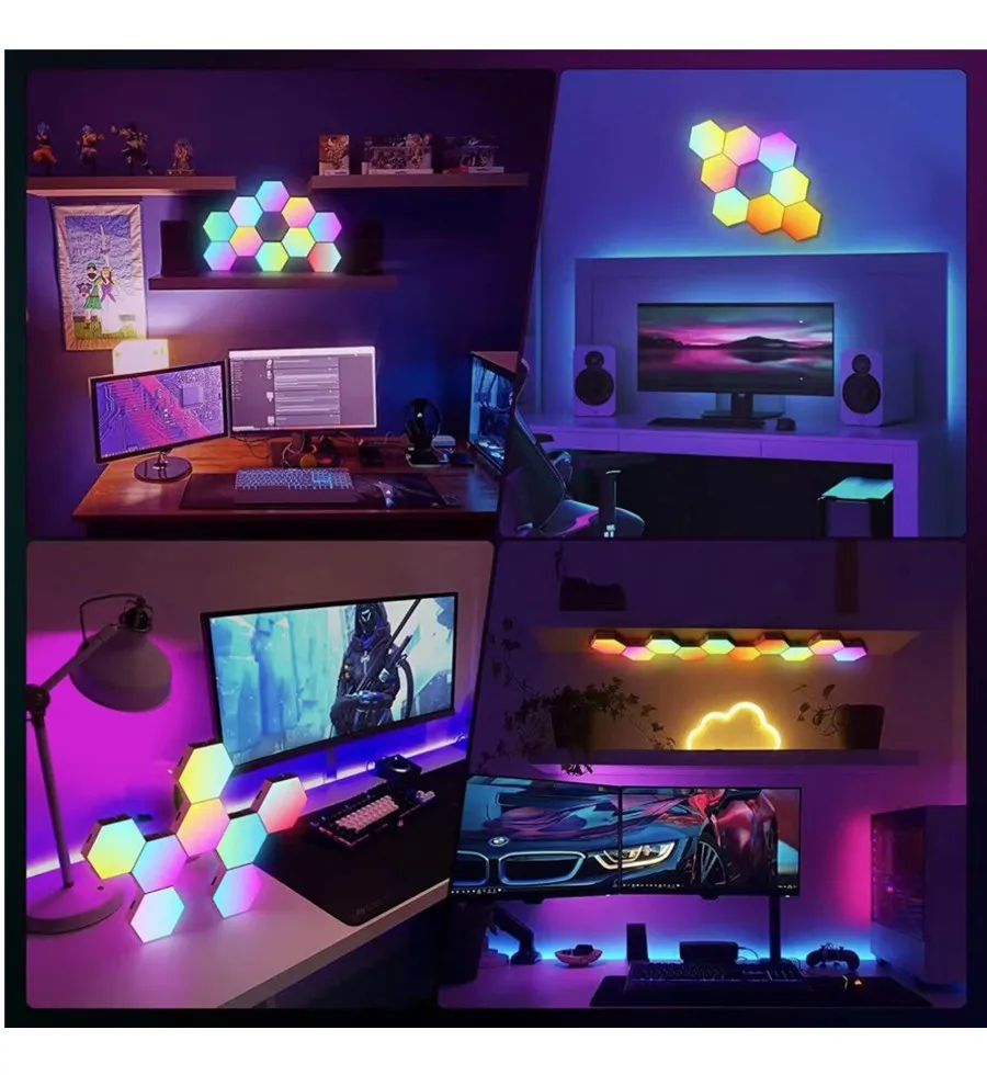 LED Hexagon Wall Panel Lights - Sync with Music & DIY
