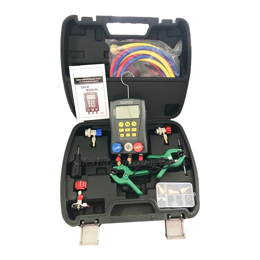 Digital Manifold Kit For Car Air Conditioning Digital Refrigerant Pressure Gauges Pressure&temp ...
