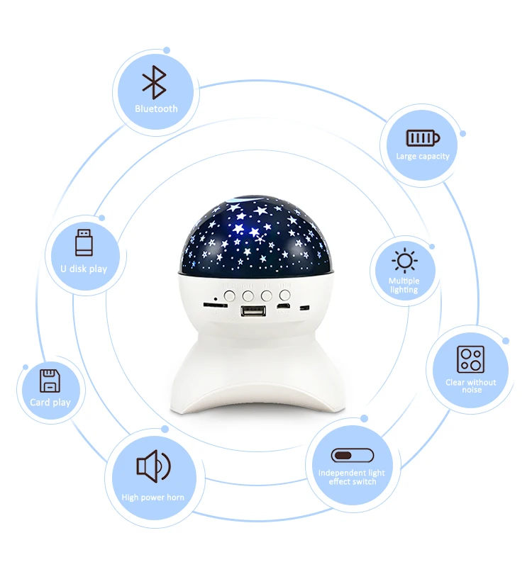 Music Player Night Light Multi Color Master Kids Starry Sky Light Led ...