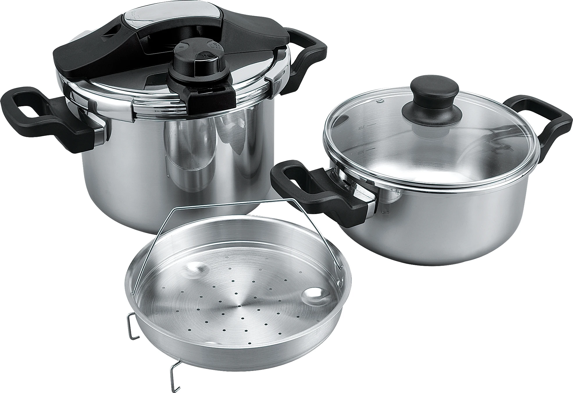 Double Handle Clamp Type,Stainless Steel Pressure Cooker With Steamer ...