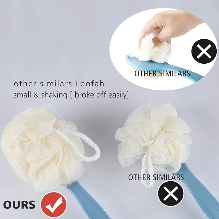 Shower Body Brush With Bristles And Loofah,Back Scrubber Bath Mesh ...
