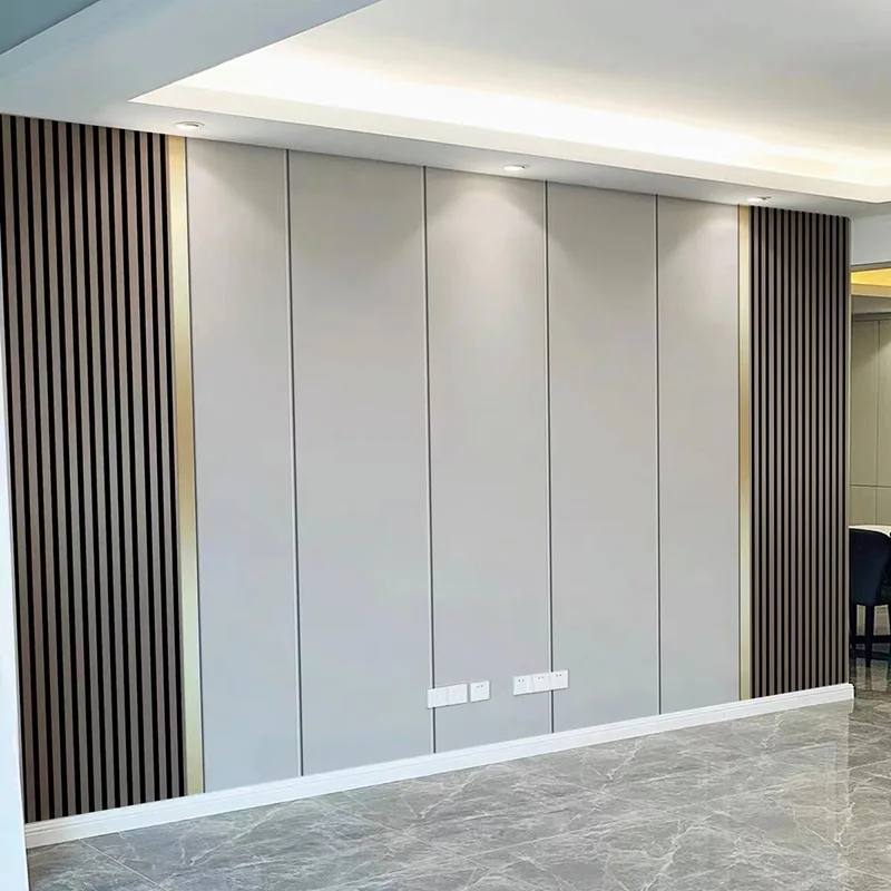 Grille Wood Veneer Tv Sofa Background Wall Moisture-proof Waterproof ...