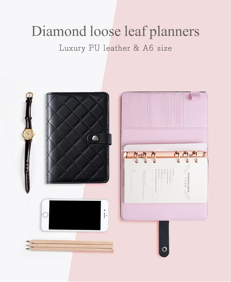 Leather Quilted Cash Binder - Budget Organizer A6 Size
