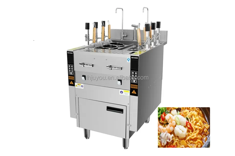 Stainless Steel Automatic Lift-up 6 Heads Gas Noodle Cooker Commercial Industrial Noodle Boiler ...