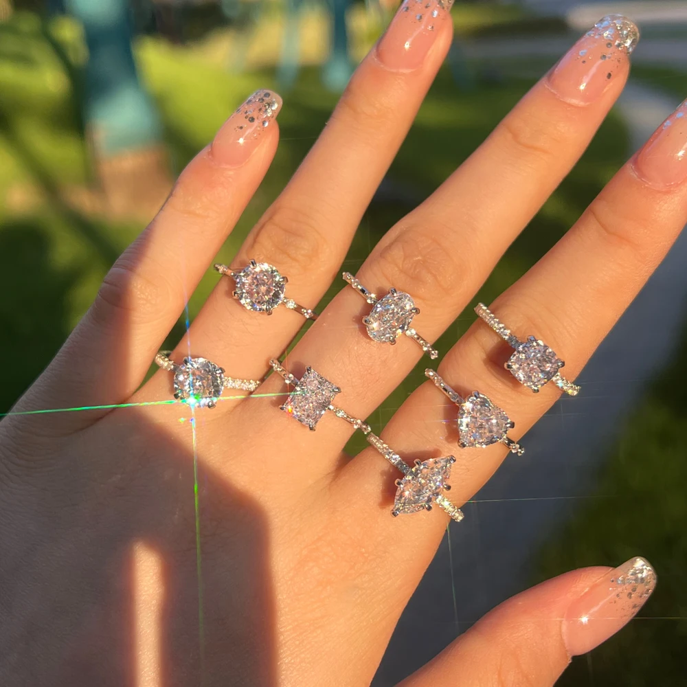 Exquisite 8A Crushed Iced Out CZ Wedding Rings - S925 Silver