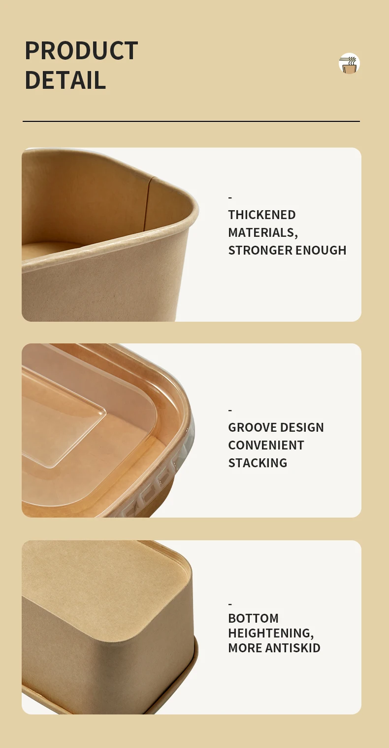 Wholesale Custom Disposable Biodegradable Square Kraft Paper Food Take ...