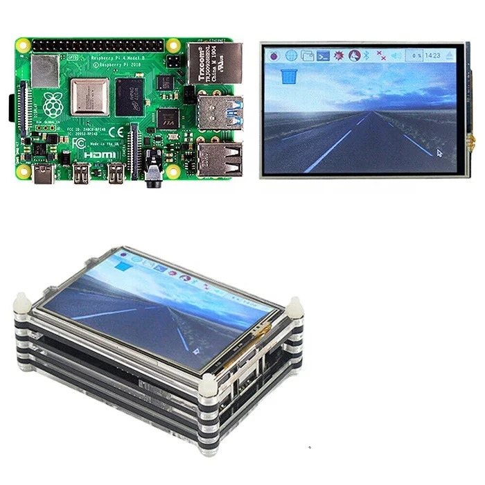 Raspberry Pi 4 Model B 4gb Ram Starter Kit With Board35 Inch Lcd Displayacrylic Caseheatsink 