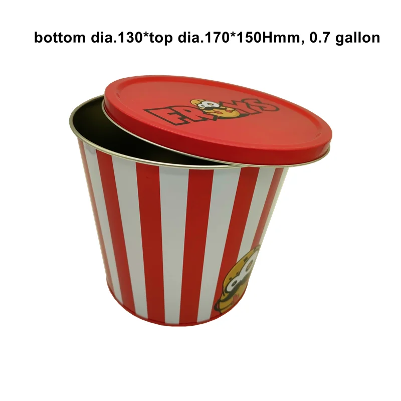 1 Gallon Gourmet Popcorn Tin with Lid and Handle Food Grade Popcorn Tub ...