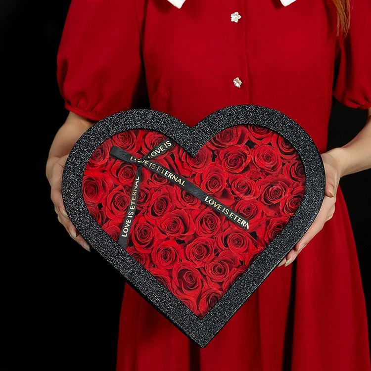 Customized Paper Package Roses Floral Gift Love Heart Box Bouquet ...