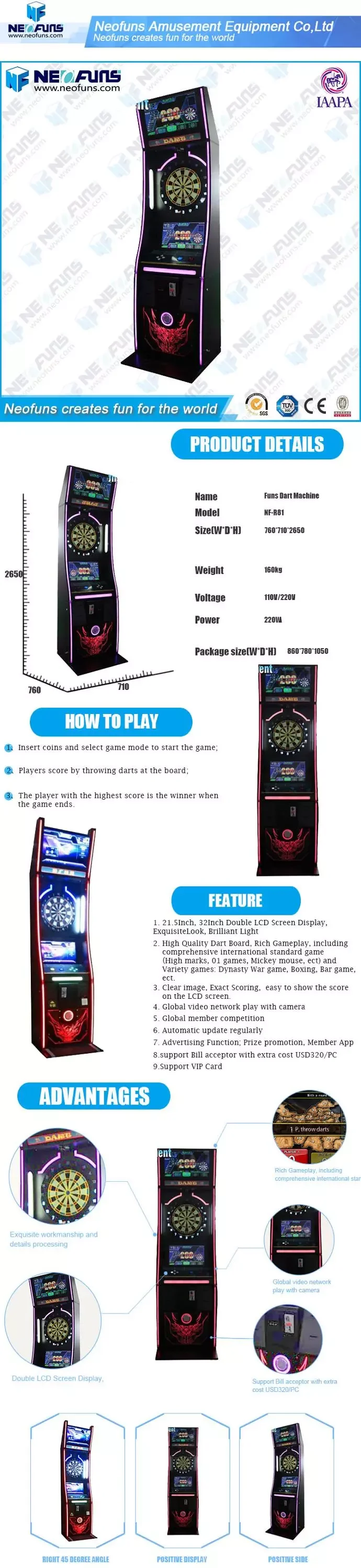 Arcade Coin Operated Bar Game Center - Dart Boards Phoenix