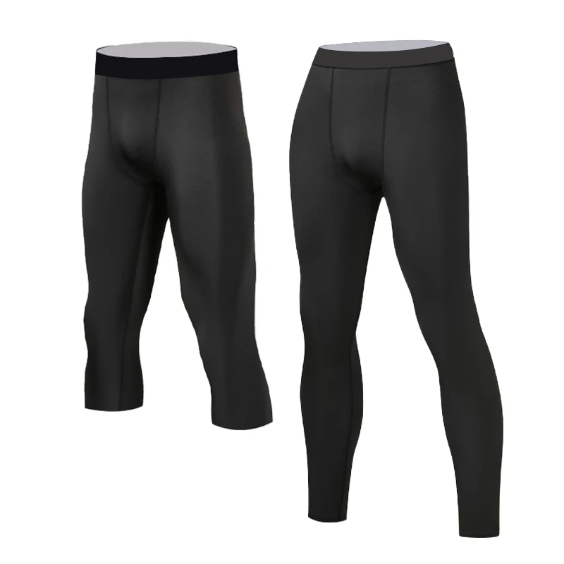 Men's One Leg Compression Pants Cropped Basketball Football Yoga ...