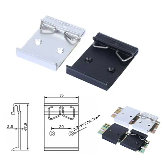 Din Rail Mounting Clip - Silver/black, Digital Signage Mounts, Oem