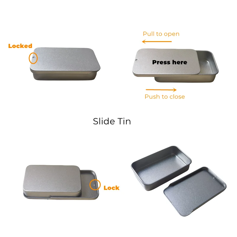 Tin Can Child Resistant Packaging Sliding Drawer Box Containers Slide ...