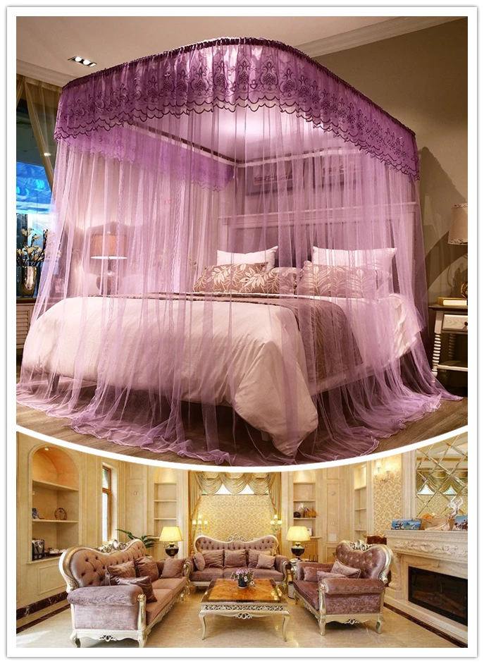 2024 New Court Folding Rail Lace U-Rail Adult Mosquito Net