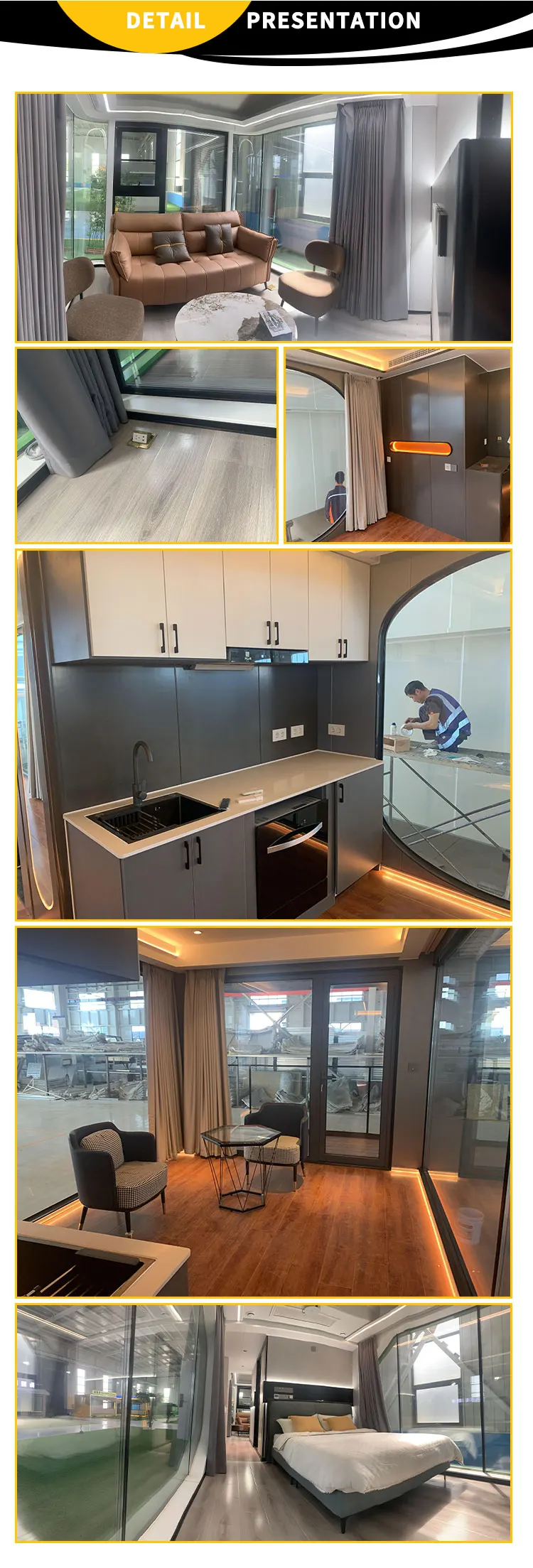 Luxury Camping Space Capsule Prefab Cabin Glass Moving House Modern ...