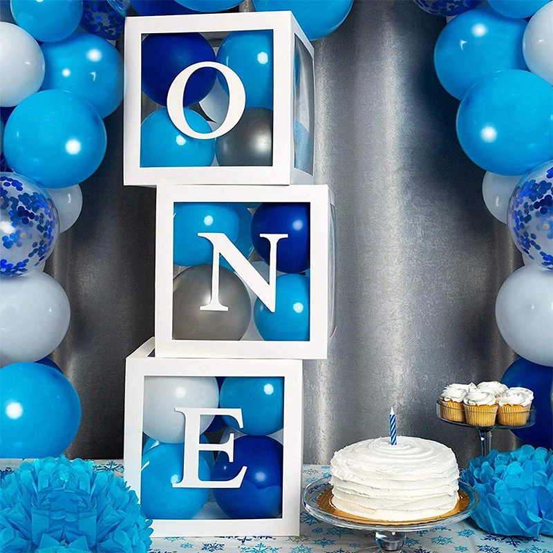 Boy Girl 1st Birthday Party Decoration Boxes One Year Old Birthday Party Backdrop Decoration Kit