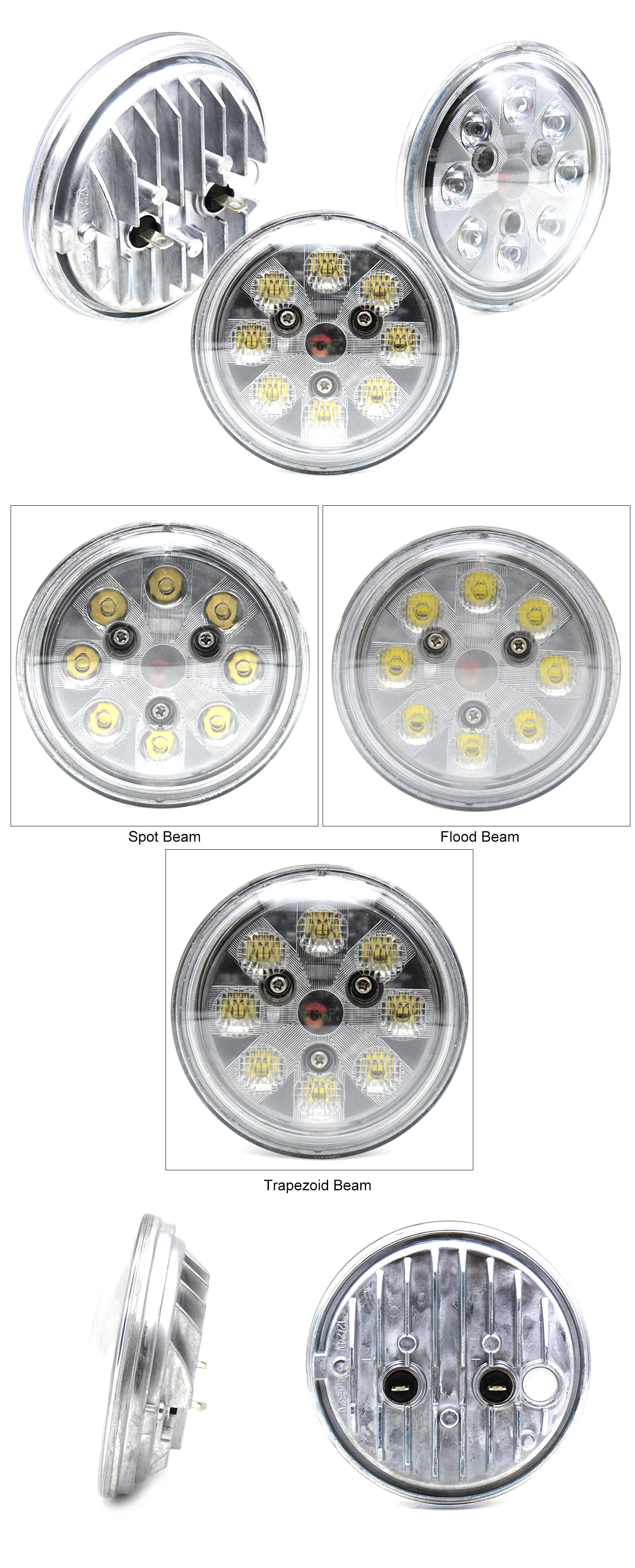 24w 4.5" Round Conversion Headlightspot Flood Trapezoid Beam ...