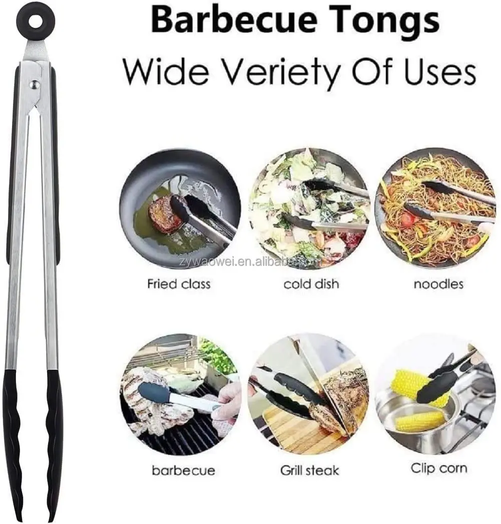 3 Pack Black Kitchen Tongs,Premium Silicone Bpa Free Non-stick ...