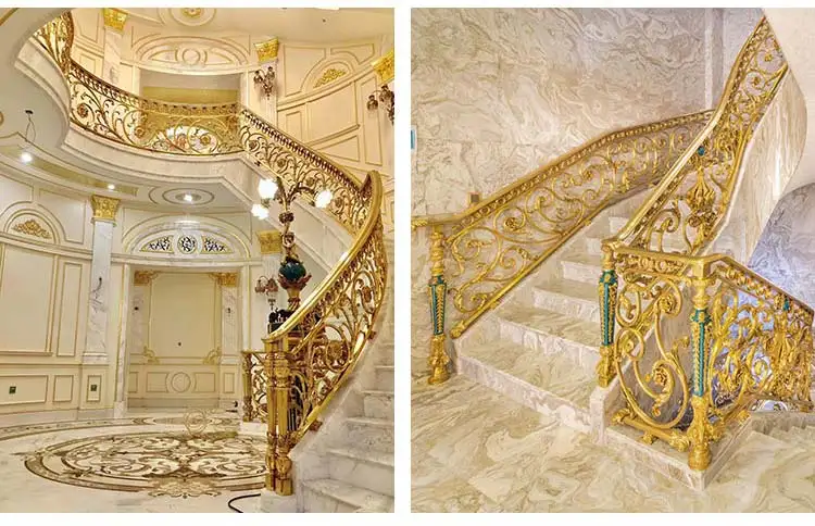 Modern Gold Stair Railing - Luxury Brass Handrail Decor
