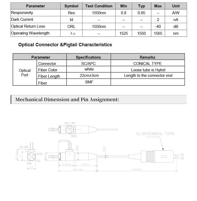 1550nm Rfog Bosa Package Laser Diode Module For Fiber Optical ...