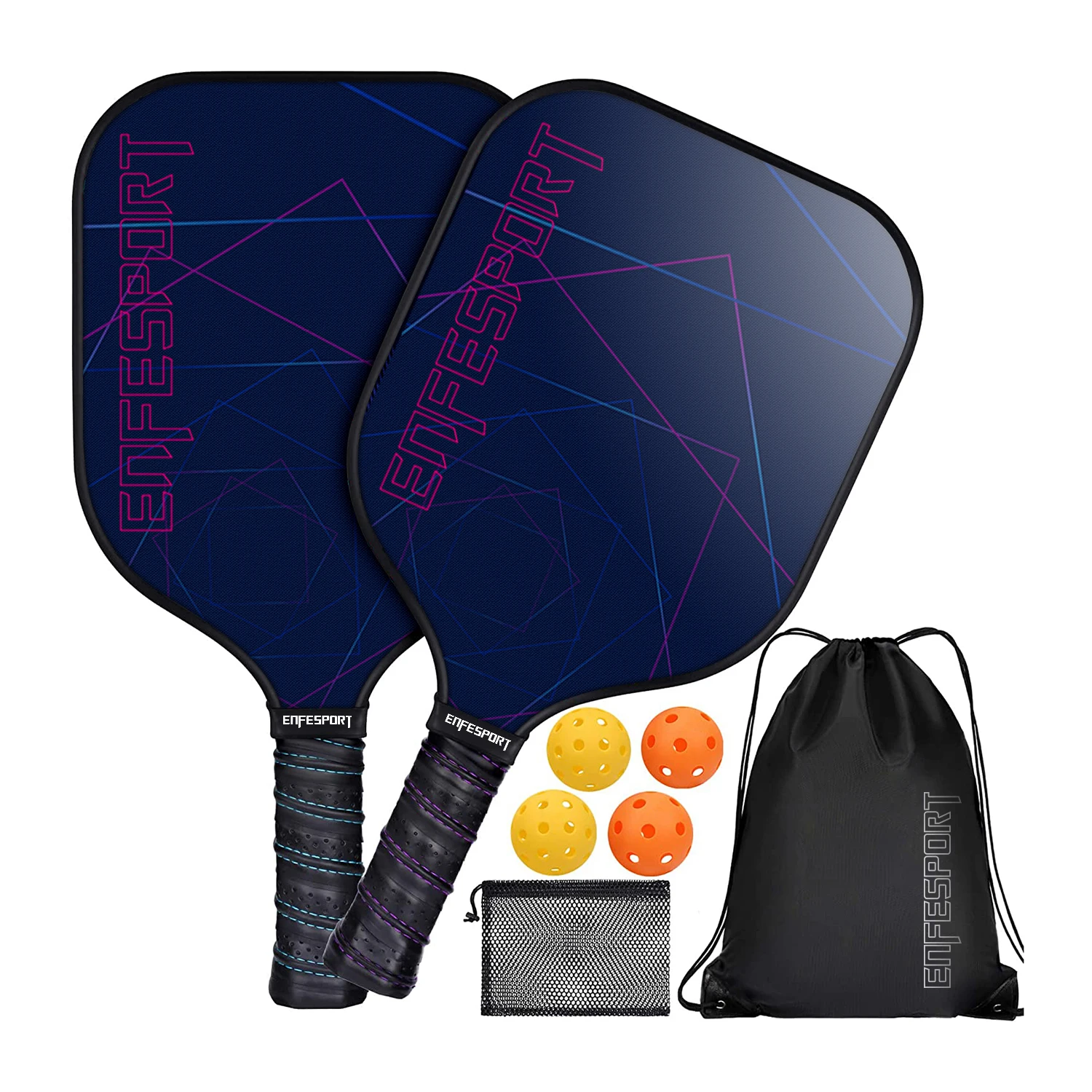 Yellow Pickleball Set 2024 Pickleball Carbon Fiber Pickleball Paddle ...