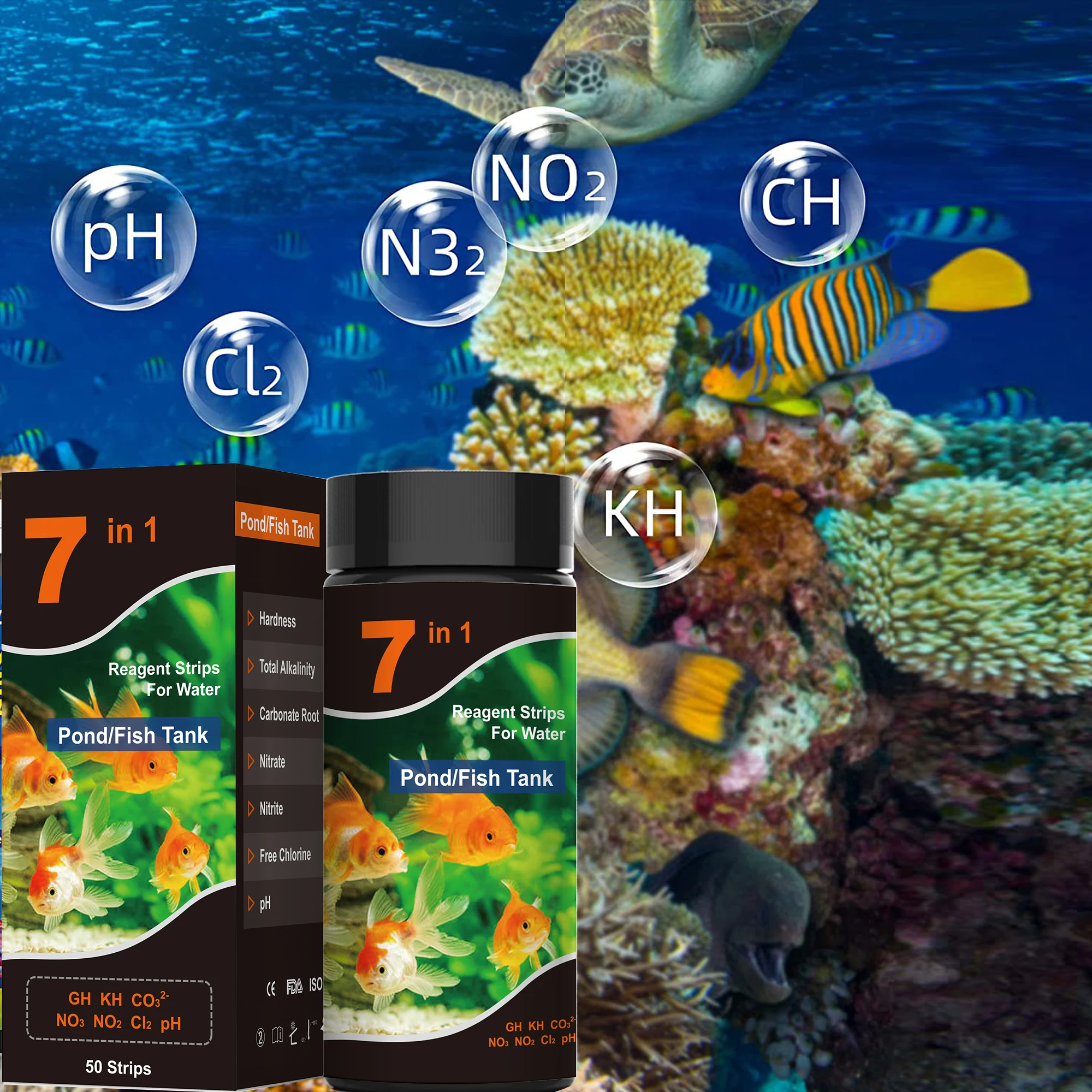 7 in 1 Aquarium Tropical Fish Test Strips for Freshwater
