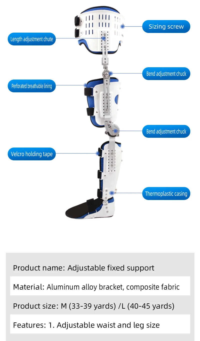 Adjustable Leg Brace by FENGYU - Hip Knee Ankle Foot Support