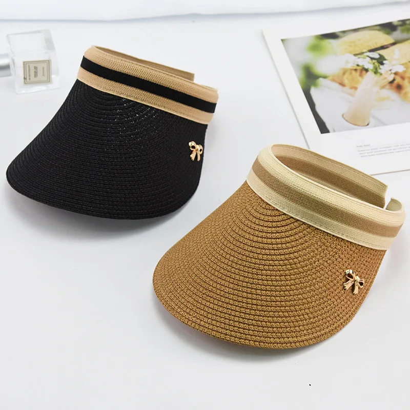 Summer Ladies Sun Visor Hat Wide Brim Empty Top Sunscreen Hats Hiking ...