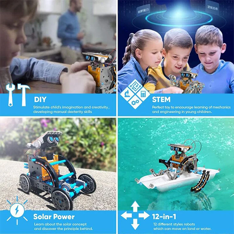 12-in-1 STEM Solar Robot Kit - Educational Fun for Kids
