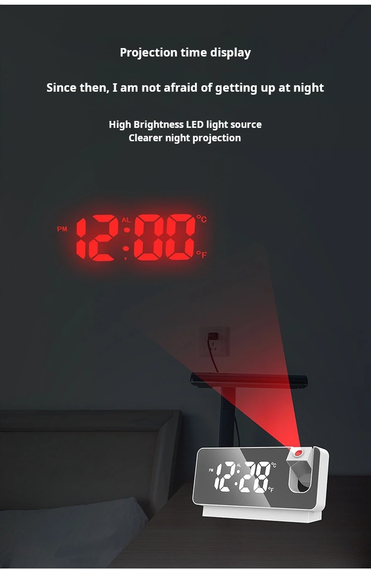 Large Screen Digital Mute Clock Desktop USB Powered 180 Degree ...