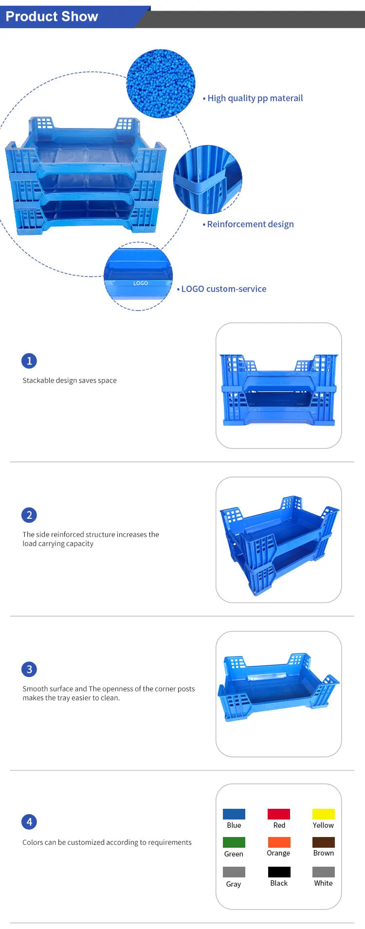 Blue Stackable New Black Soldier Fly Pp Blue Stackable 600*400*145mm ...