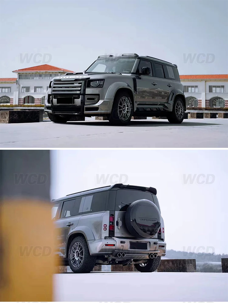 2020 Defender LUMA 스타일 바디 키트 프론트 립 그릴 사이드 스커트 리어 디퓨저 스포일러 휠 눈썹 랜드 로버 ...