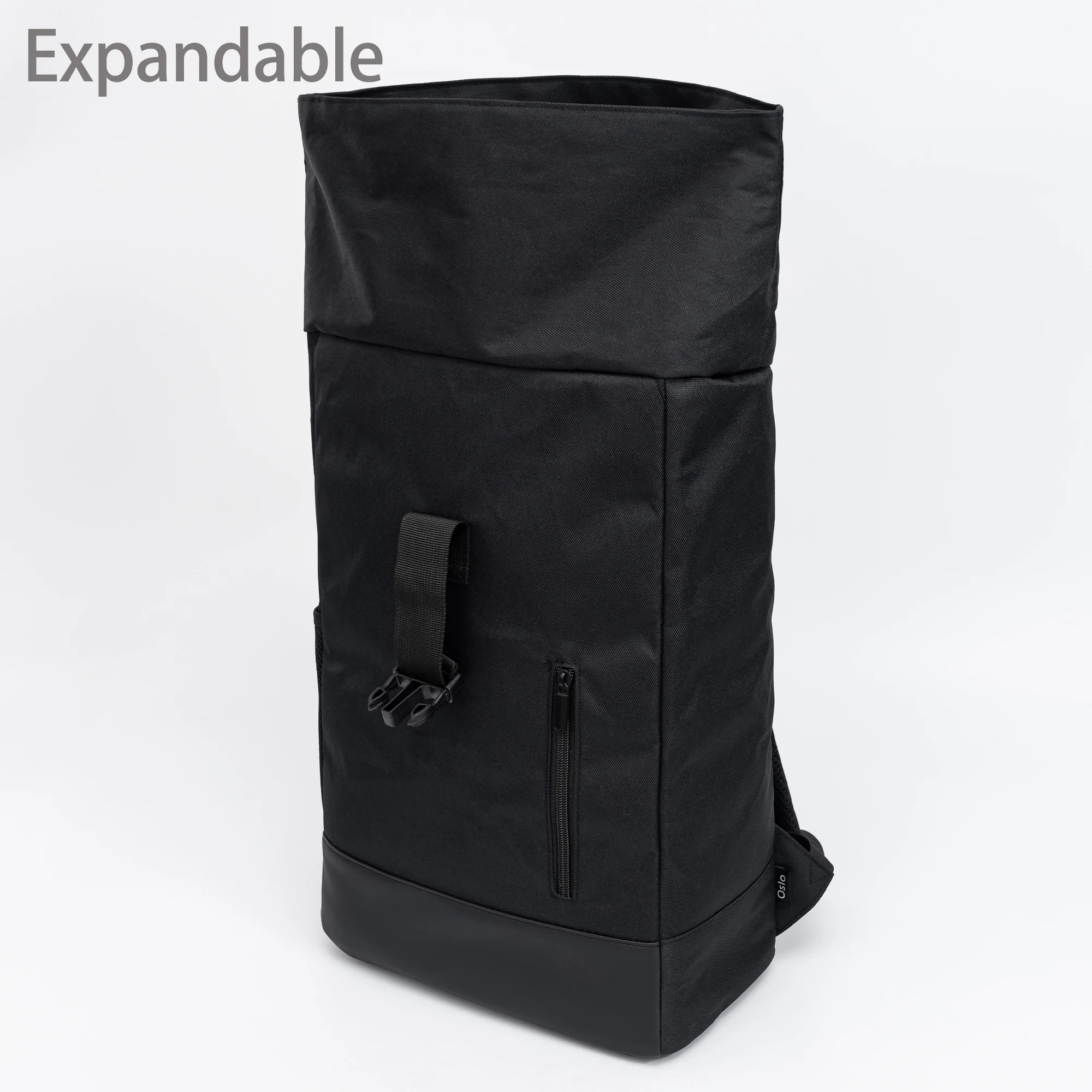 Black Recycled RPET Roll Top Backpack - Durable & Waterproof