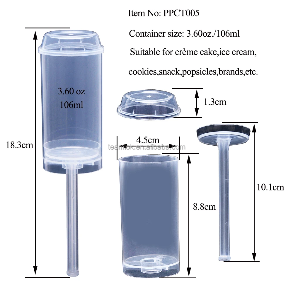 PPCT005 106ml/3.60oz Wholesale Food Grade Plastic Cake Push Pop ...
