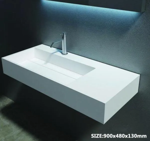 Italian Design Rectangular Wall-Mounted Wash Basin in Man-Made Stone ...