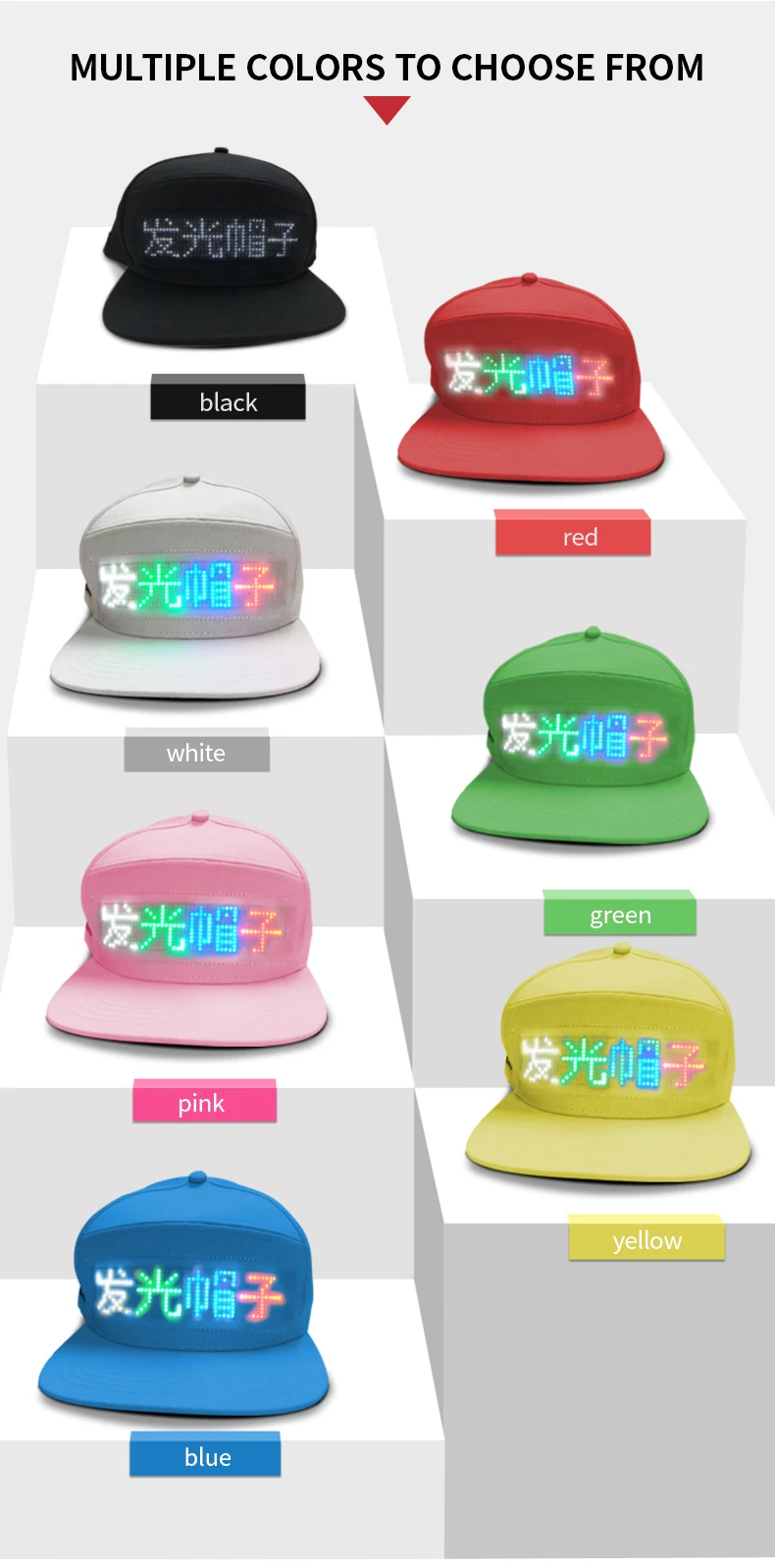 Diy Custom Words Lighting Flashing Scrolling Message Led Hat Factory ...