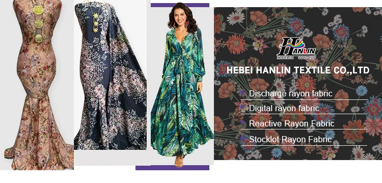 Customized Floral Discharge Printed Rayon Challis 100% Viscose Rayon ...