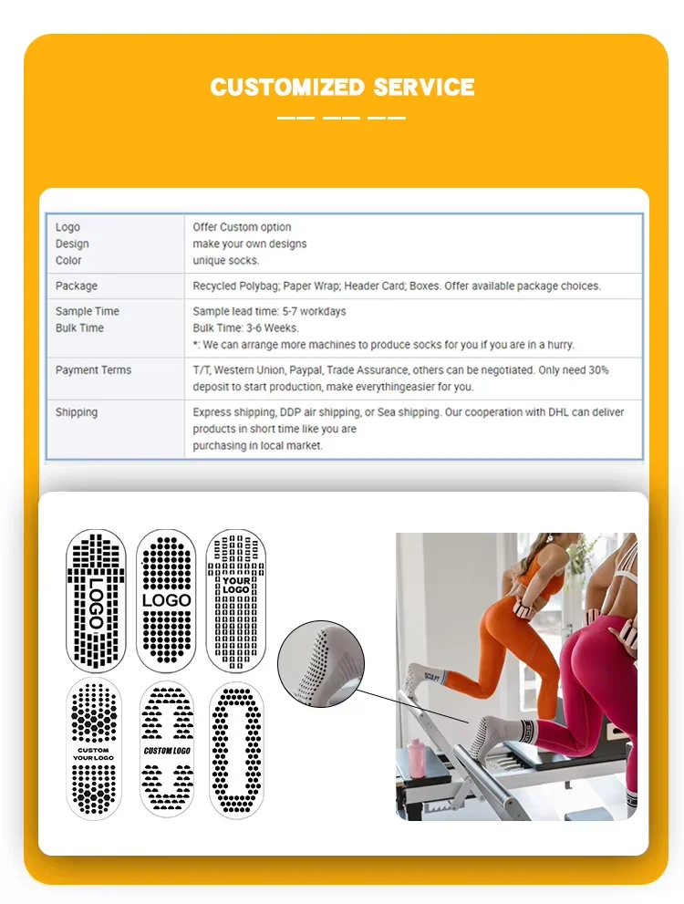 Cute Reformer Club Pilates Grip Socks Embroidery Logo Trainer Studio ...