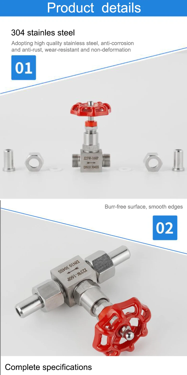 High Pressure Instrument Valve J23W-160P 304 Stainless Steel Double Ferrule Welded Needle Valve ...