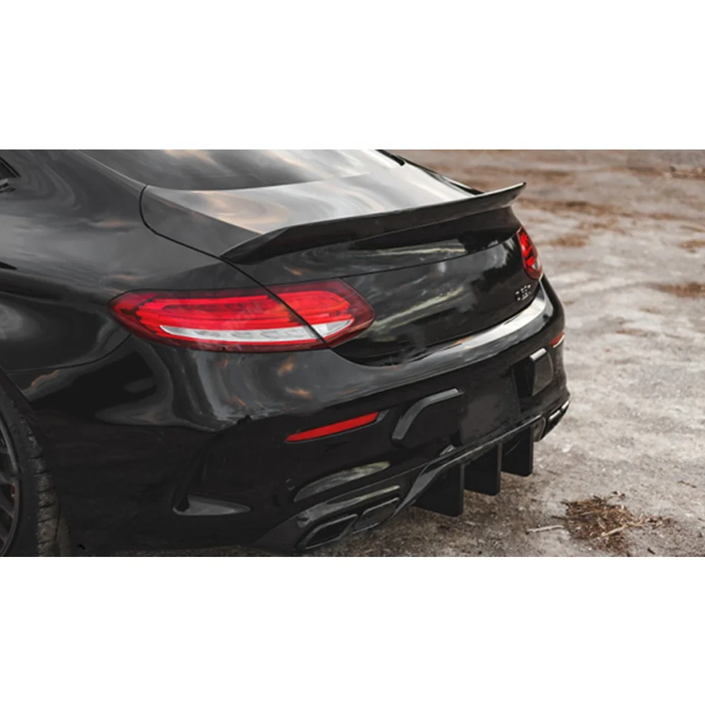 Md Style Carbon Fiber Rear Bumper Diffuser Lip Fit For Benz C63 Coupe ...