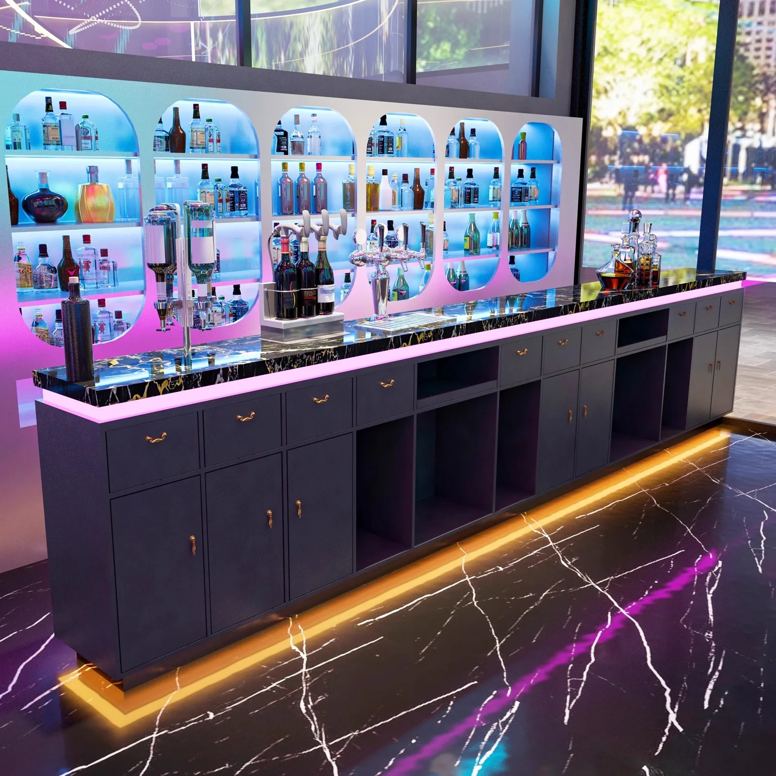 Custom Industrial Style Light Duty Reception Desk Billiard Hall Club ...