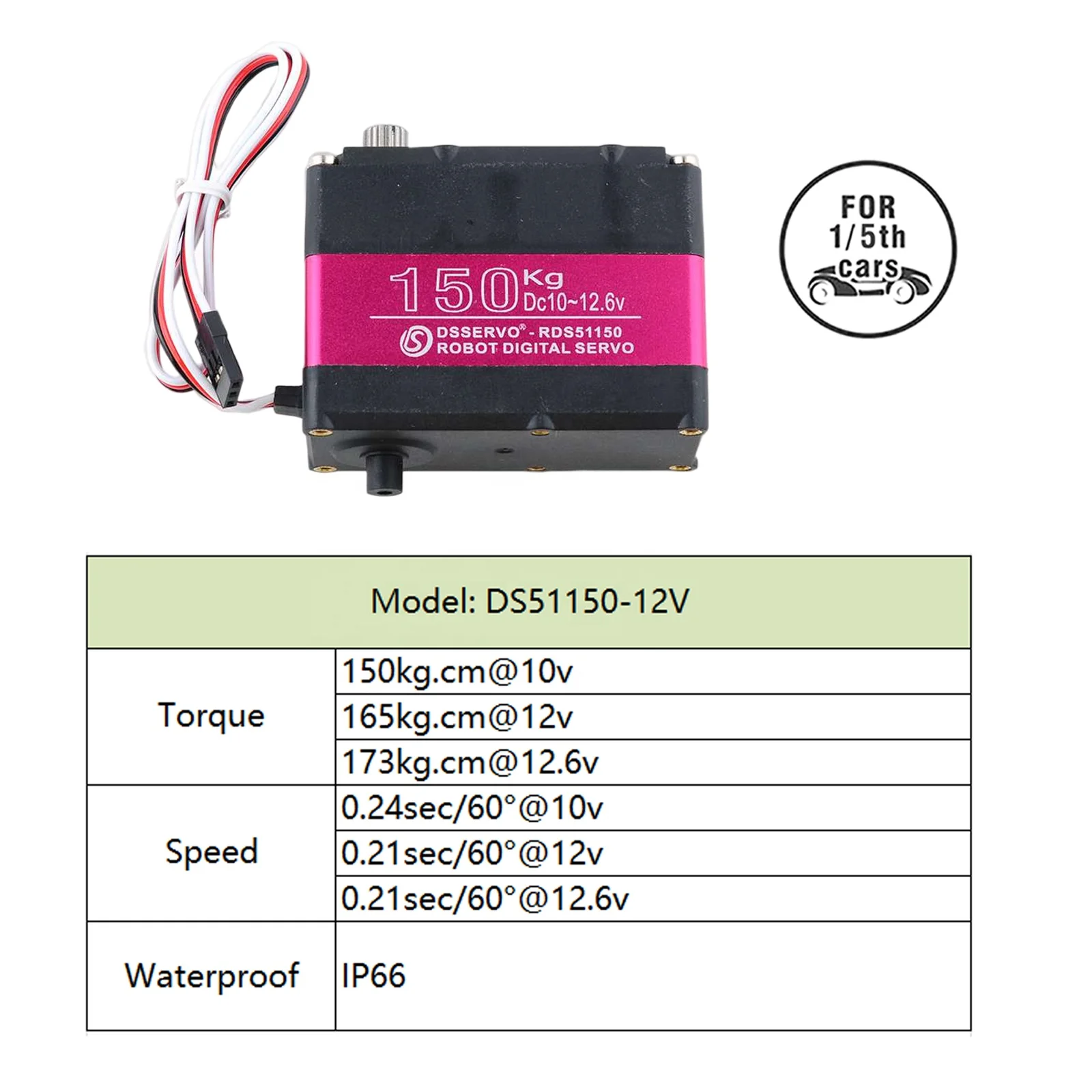 High Torque Stainless Steel Gear Digital Servo 12V 150KG