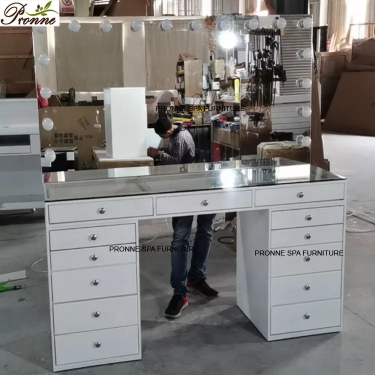 Modern White Vanity - Hollywood Style Makeup Table Set