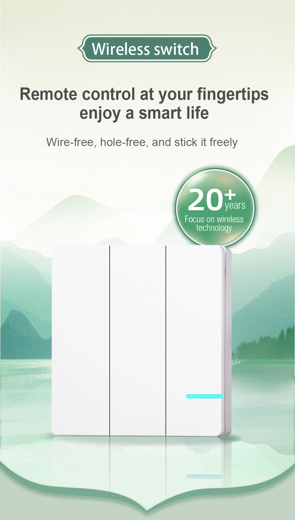 3 Gang 3 Way Wall Wireless Light Switch with Mini Receiver 6 Major ...