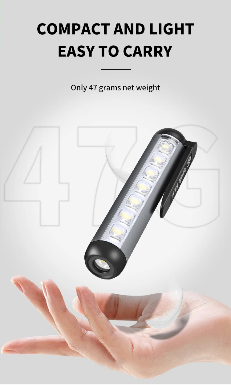 Mini Portable Led Flashlight Pocket Bright Cob Handheld Pen Light Led ...