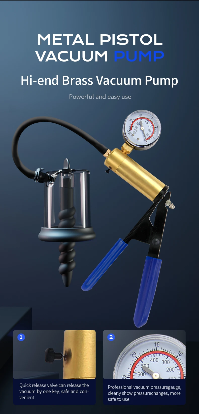 Manual Rosebud Vacuum Pump PRO Series 3 Plug Set for Masturbation